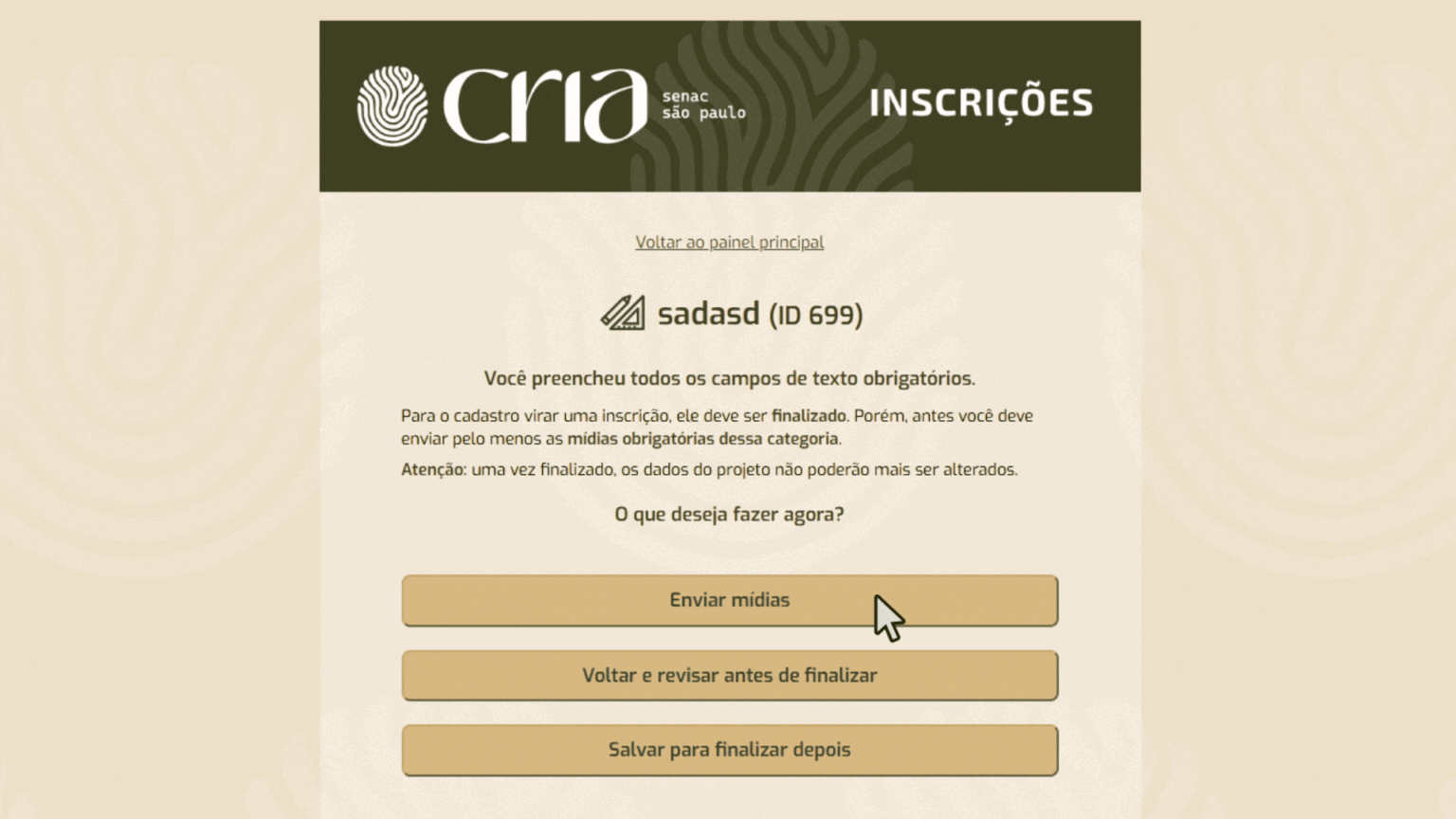 Passo a passo das inscrições - CRIA Senac SP