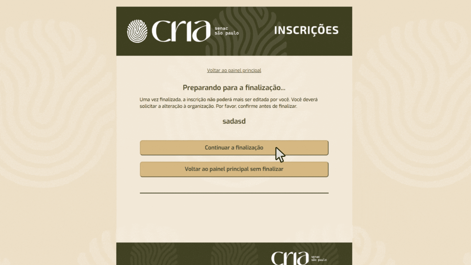 Passo a passo das inscrições - CRIA Senac SP